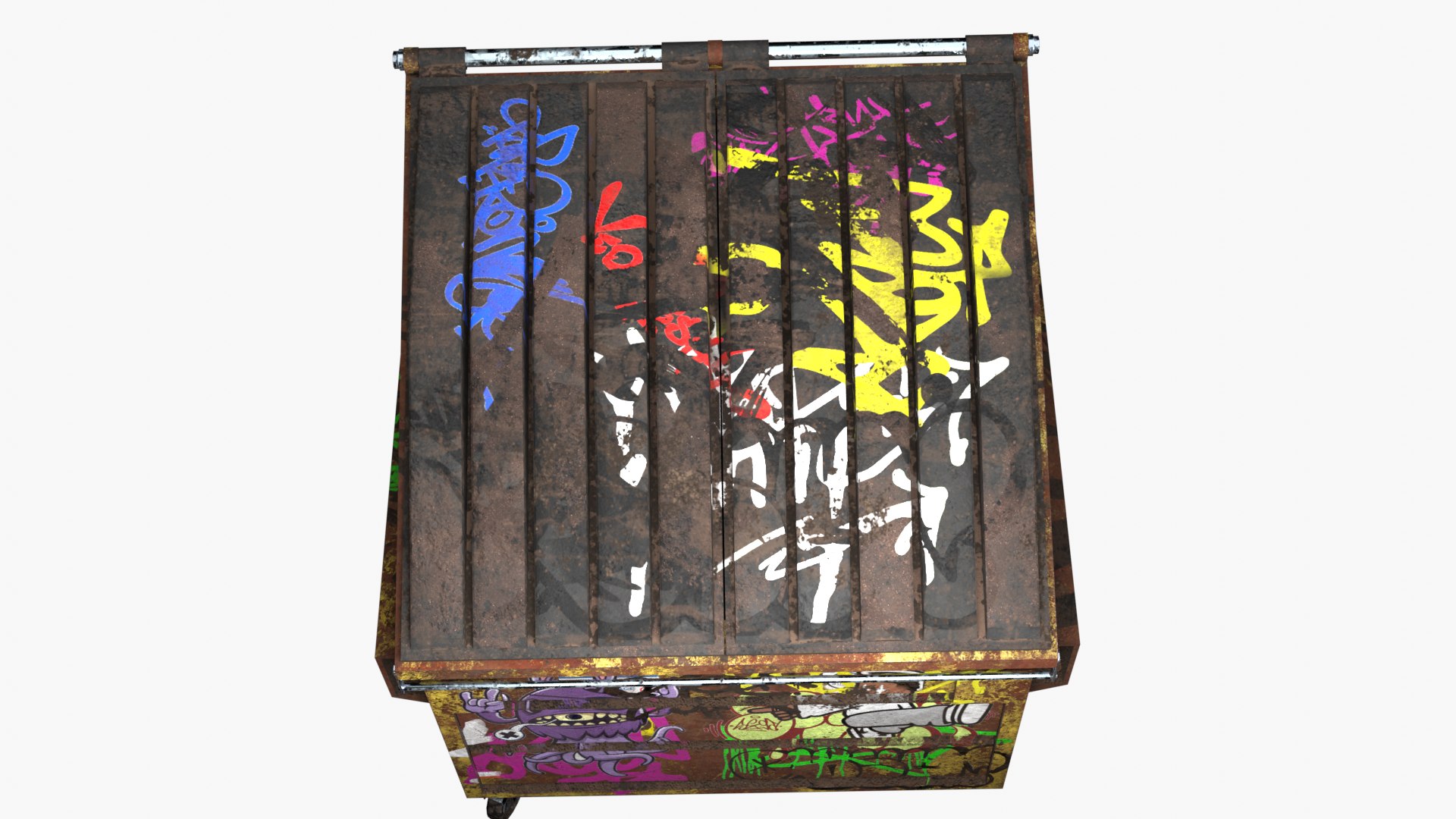 3D Yellow Dumpster 2yard Graffiti-Rusty - TurboSquid 2163238