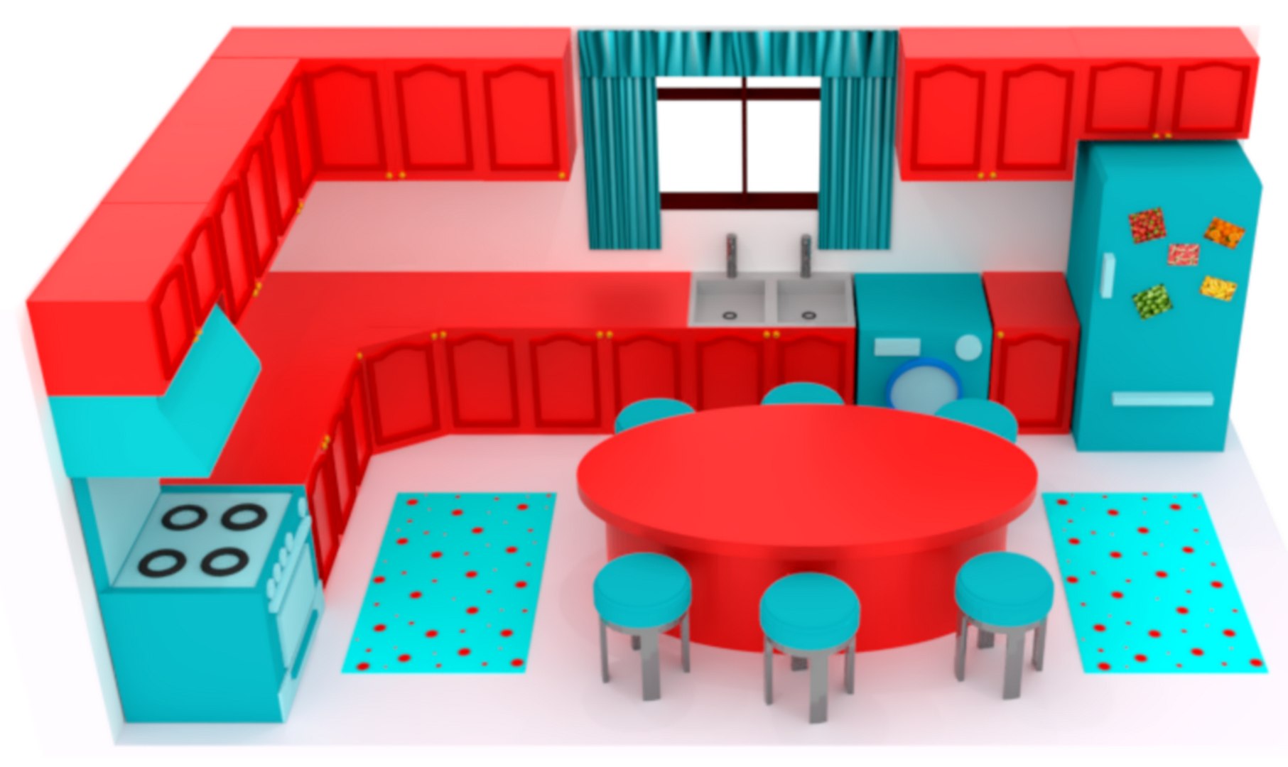 3D Low Poly Cartoon Kitchen 3D Model Model - TurboSquid 1862215