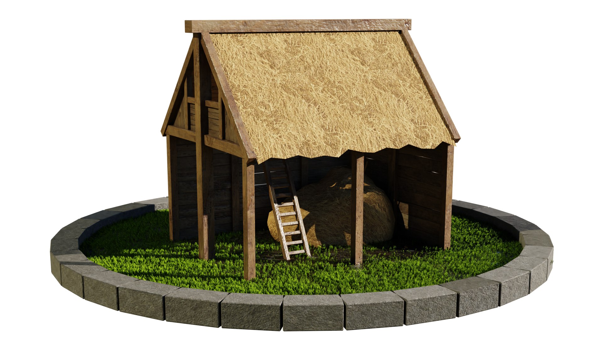 3D Model Detailed Medieval Barn Made In Blender - TurboSquid 1942625