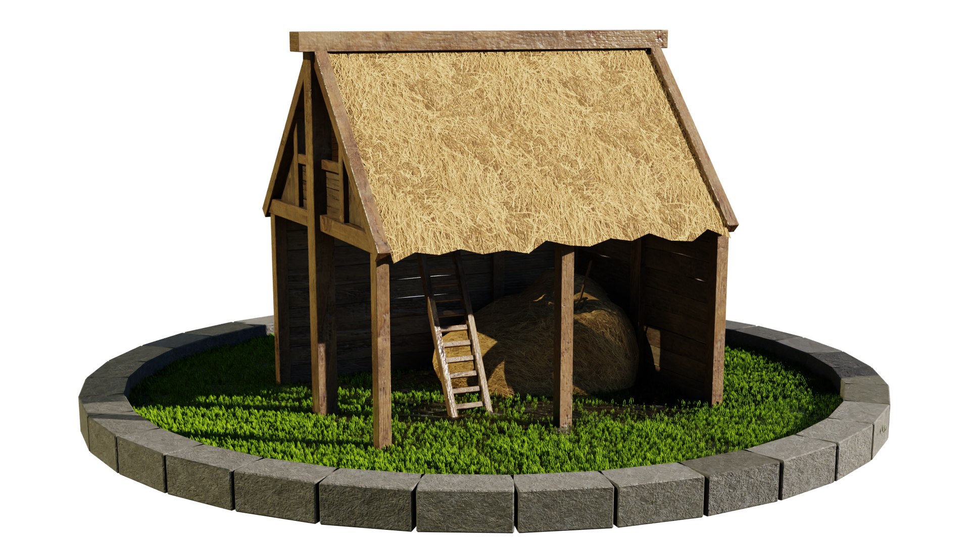 3D Model Detailed Medieval Barn Made In Blender - TurboSquid 1942625
