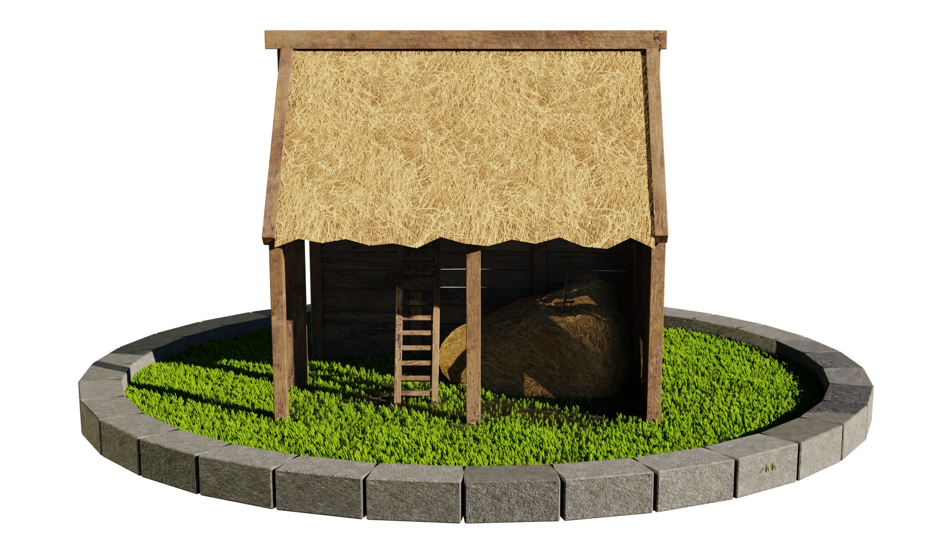 3D Model Detailed Medieval Barn Made In Blender - TurboSquid 1942625
