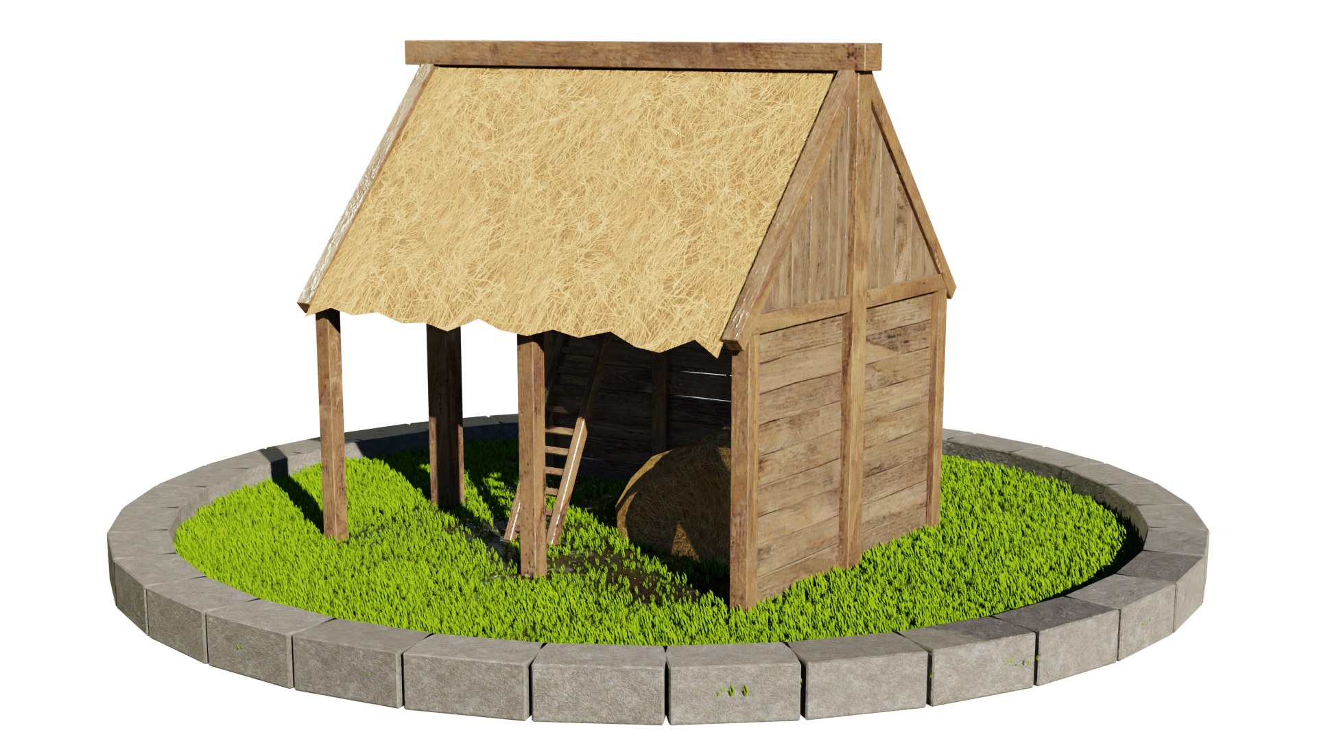 3D Model Detailed Medieval Barn Made In Blender - TurboSquid 1942625