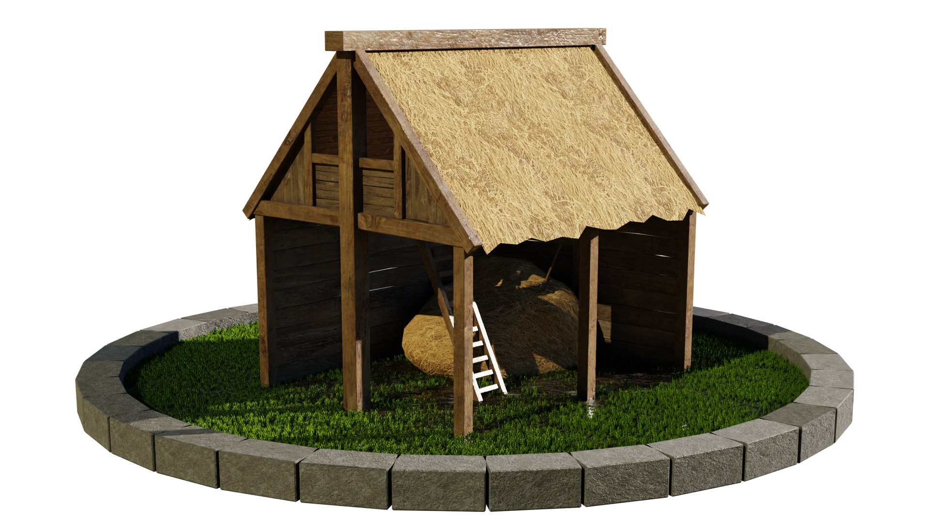 3D Model Detailed Medieval Barn Made In Blender - TurboSquid 1942625