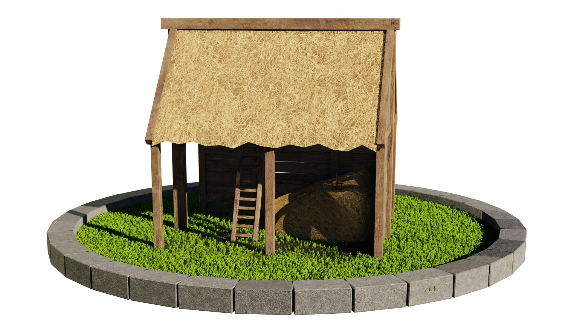 3D Model Detailed Medieval Barn Made In Blender - TurboSquid 1942625