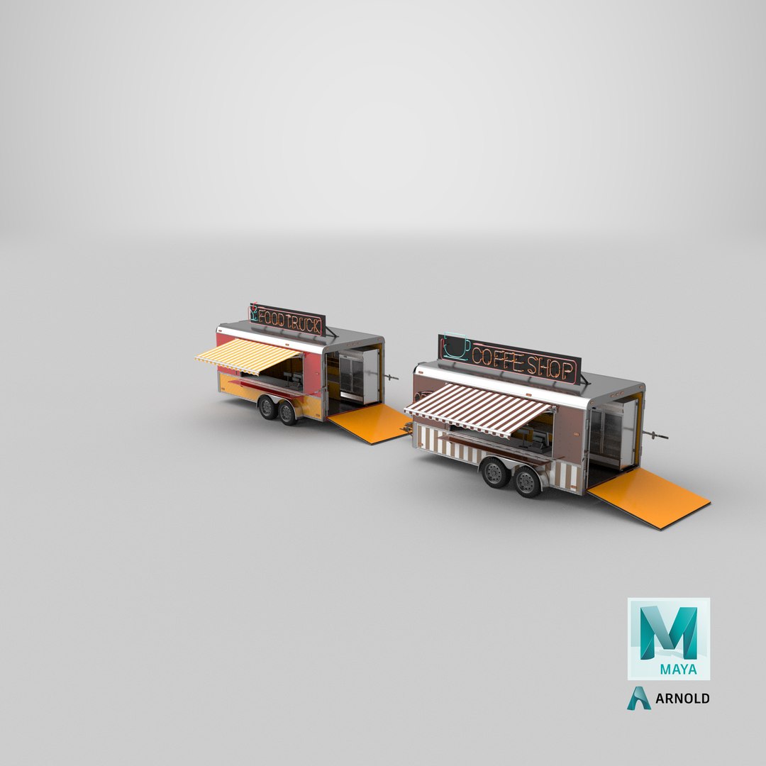 Two Detailed Food Trailers 3D model - TurboSquid 2090765