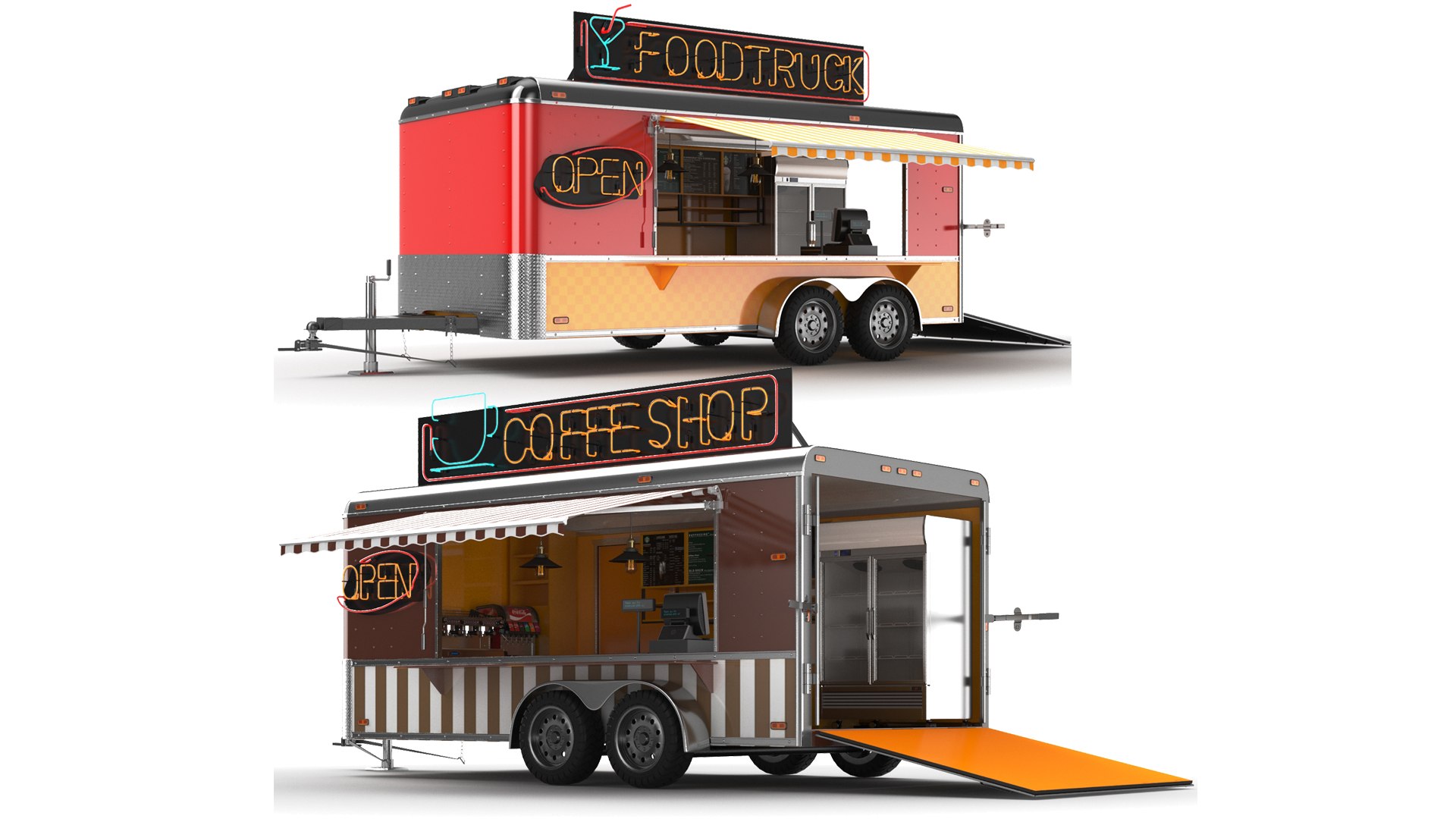 Two Detailed Food Trailers 3D model - TurboSquid 2090765