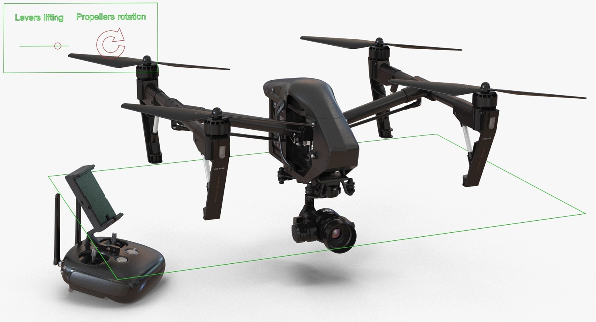 3D dji inspire 1 quadcopter model - TurboSquid 1188610