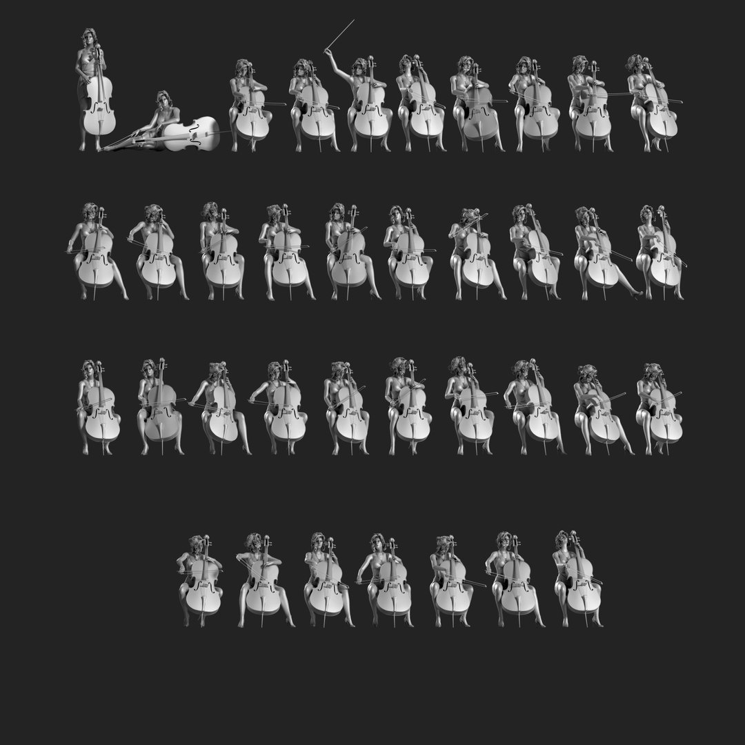 3D Cello Player Set 01 - TurboSquid 2151623