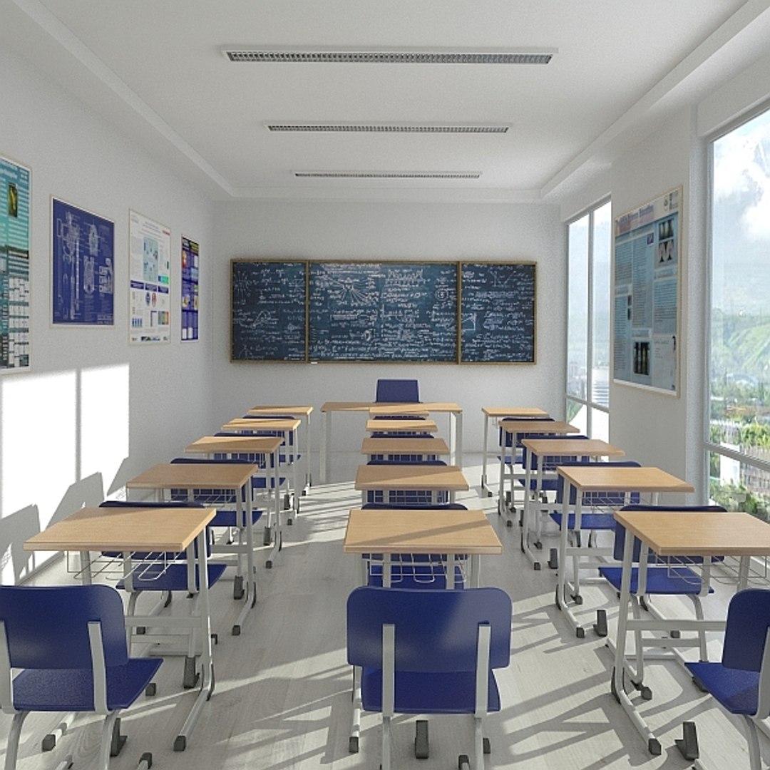 3d Classroom Render 2