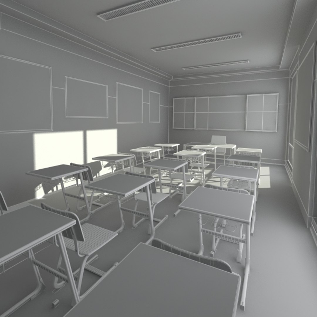 3d Classroom Render 2