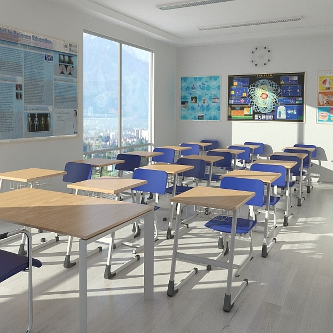 3d Classroom Render 2