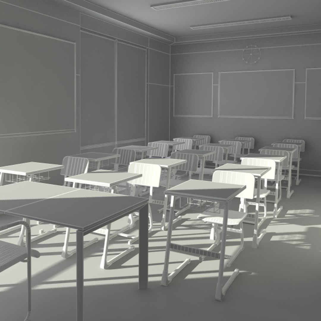 3d Classroom Render 2