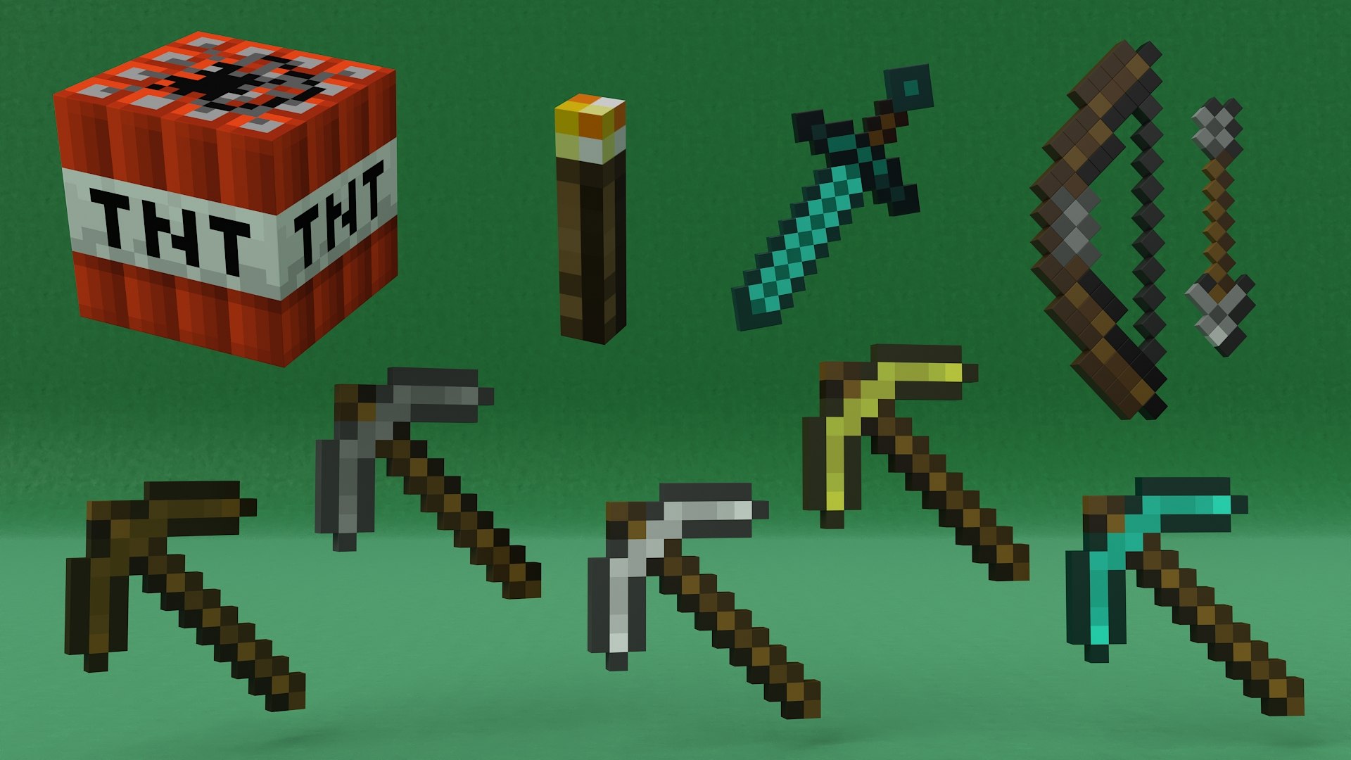 3D Minecraft Weapons And Tools Collection - TurboSquid 2377020