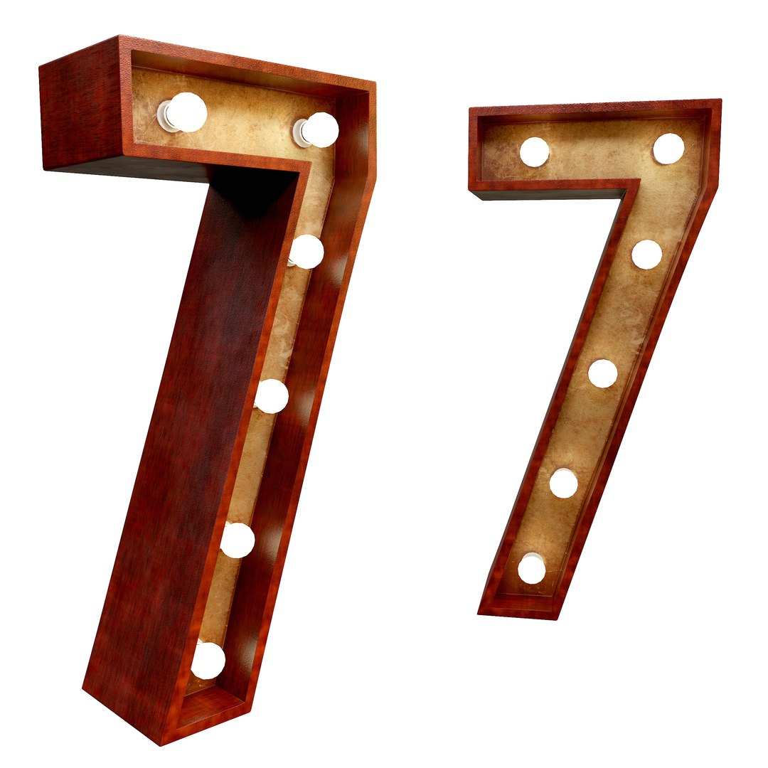 Marquee Number Seven Light Bulb Wooden Glow Sign 3dmodel 3D Model ...