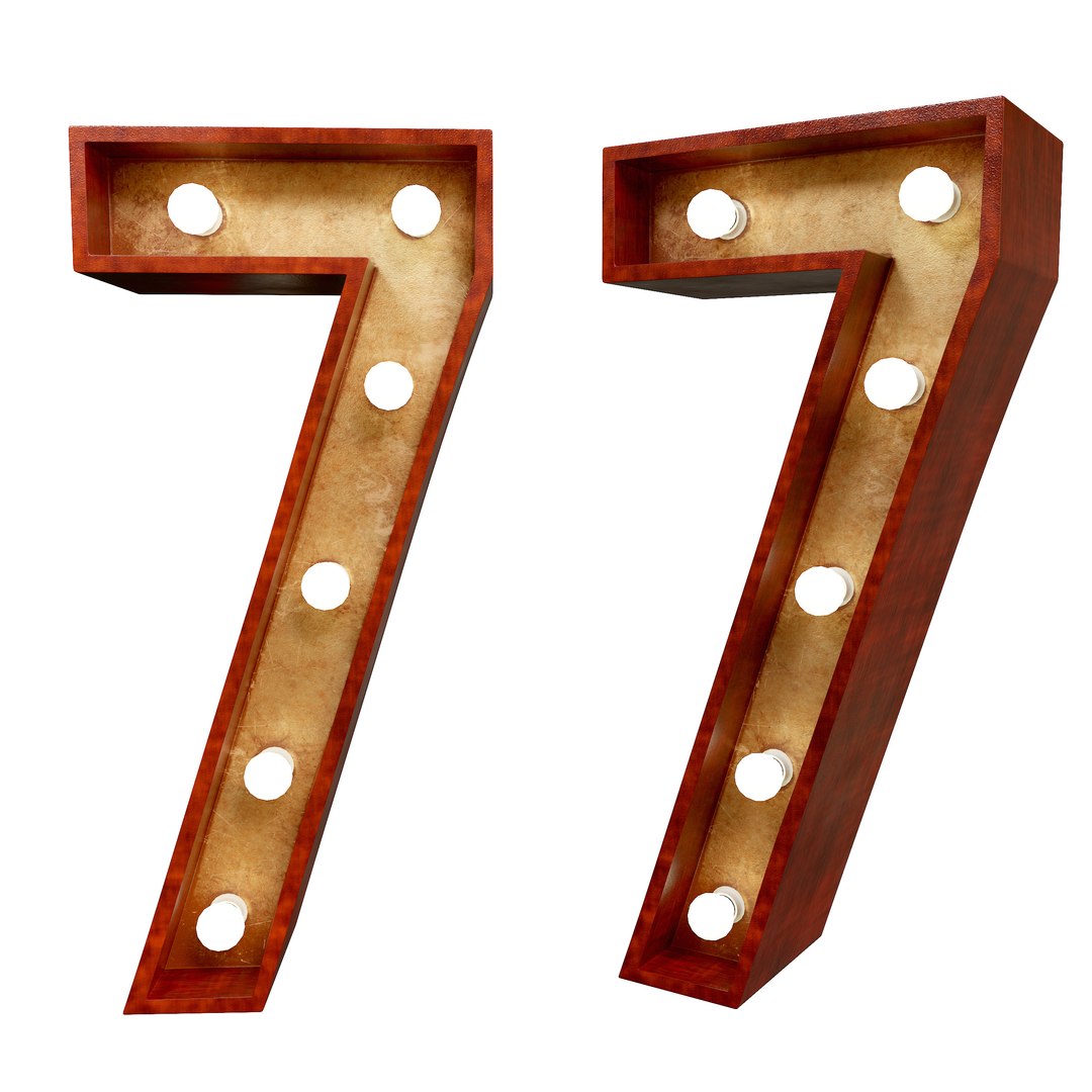 Marquee Number Seven Light Bulb Wooden Glow Sign 3dmodel 3D Model ...
