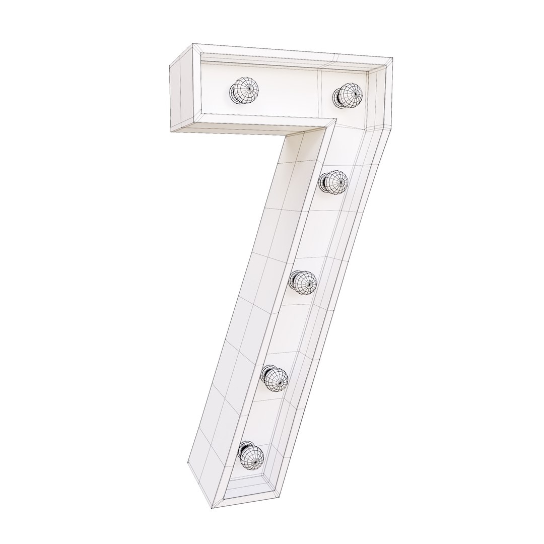 Marquee Number Seven Light Bulb Wooden Glow Sign 3dmodel 3D Model ...