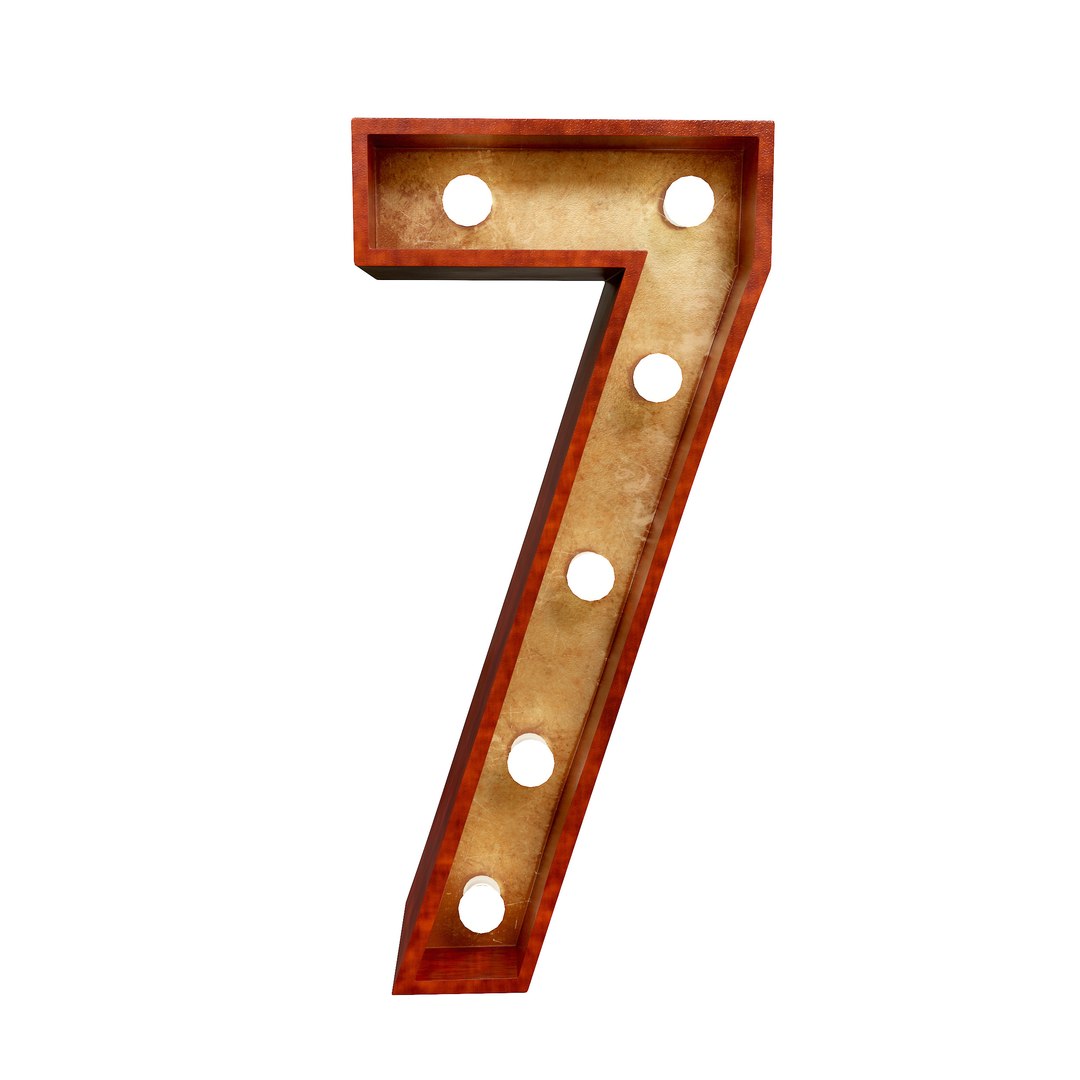 Marquee Number Seven Light Bulb Wooden Glow Sign 3dmodel 3D Model ...