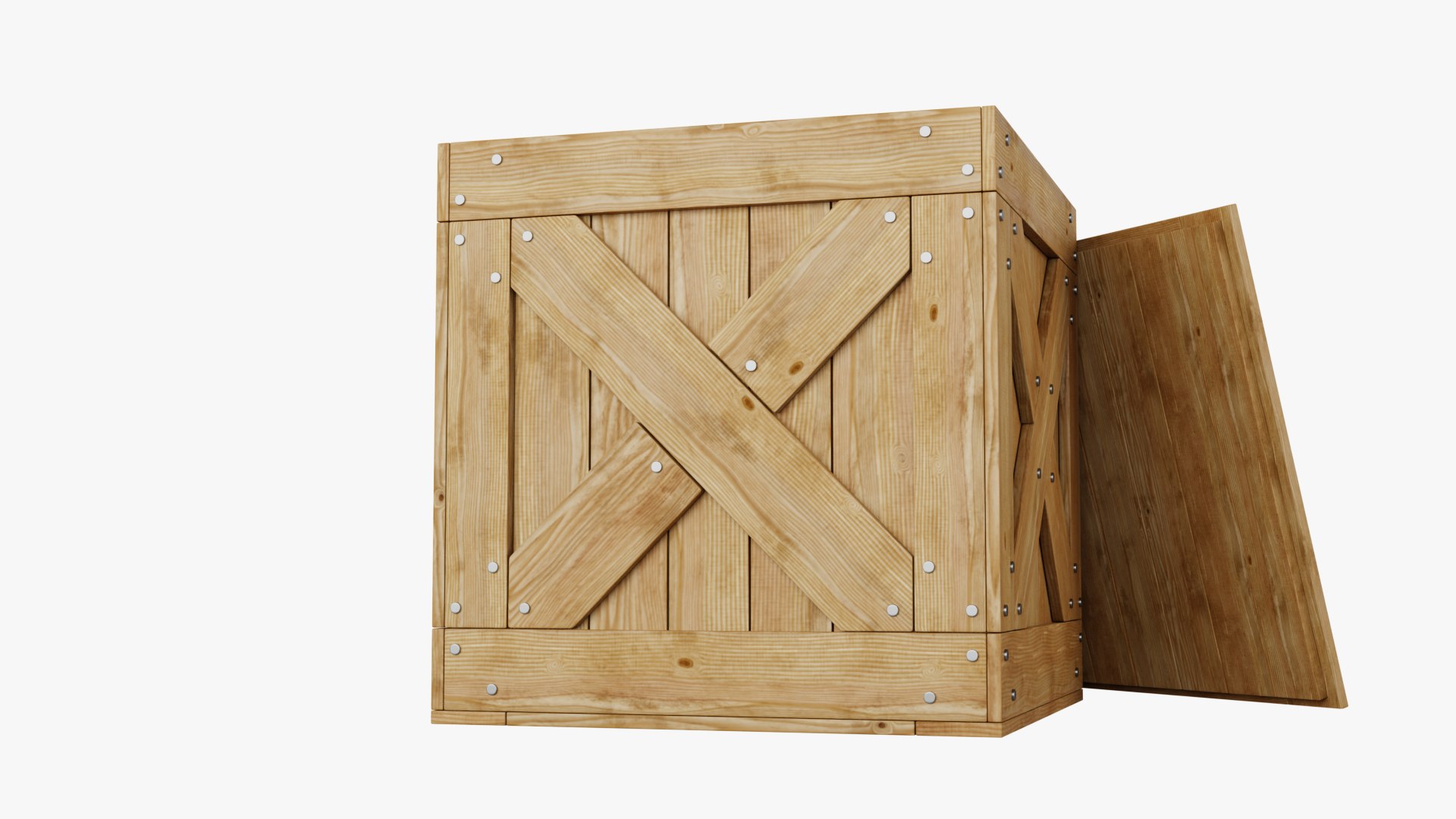 3D Model Wooden Box With Lid - TurboSquid 2048944