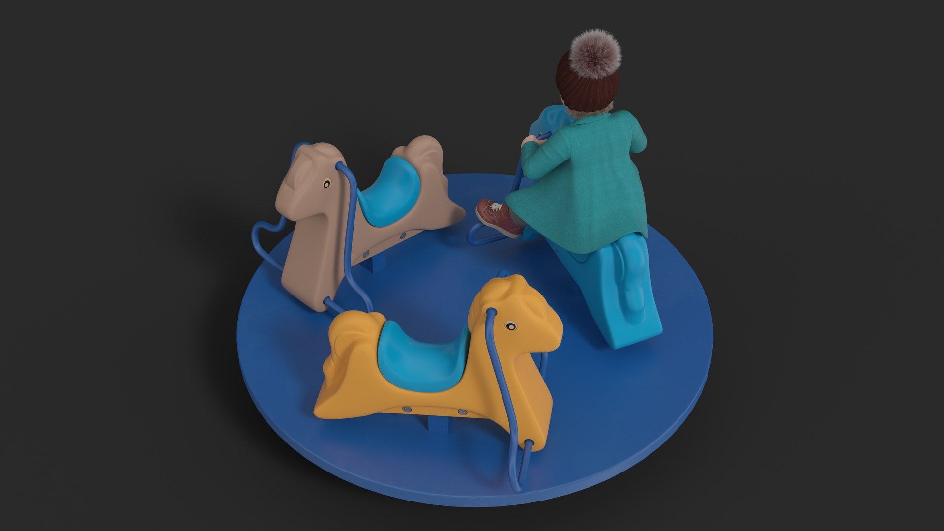 Baby Girl On Carousel Fur Rigged 3D Model - TurboSquid 2297152
