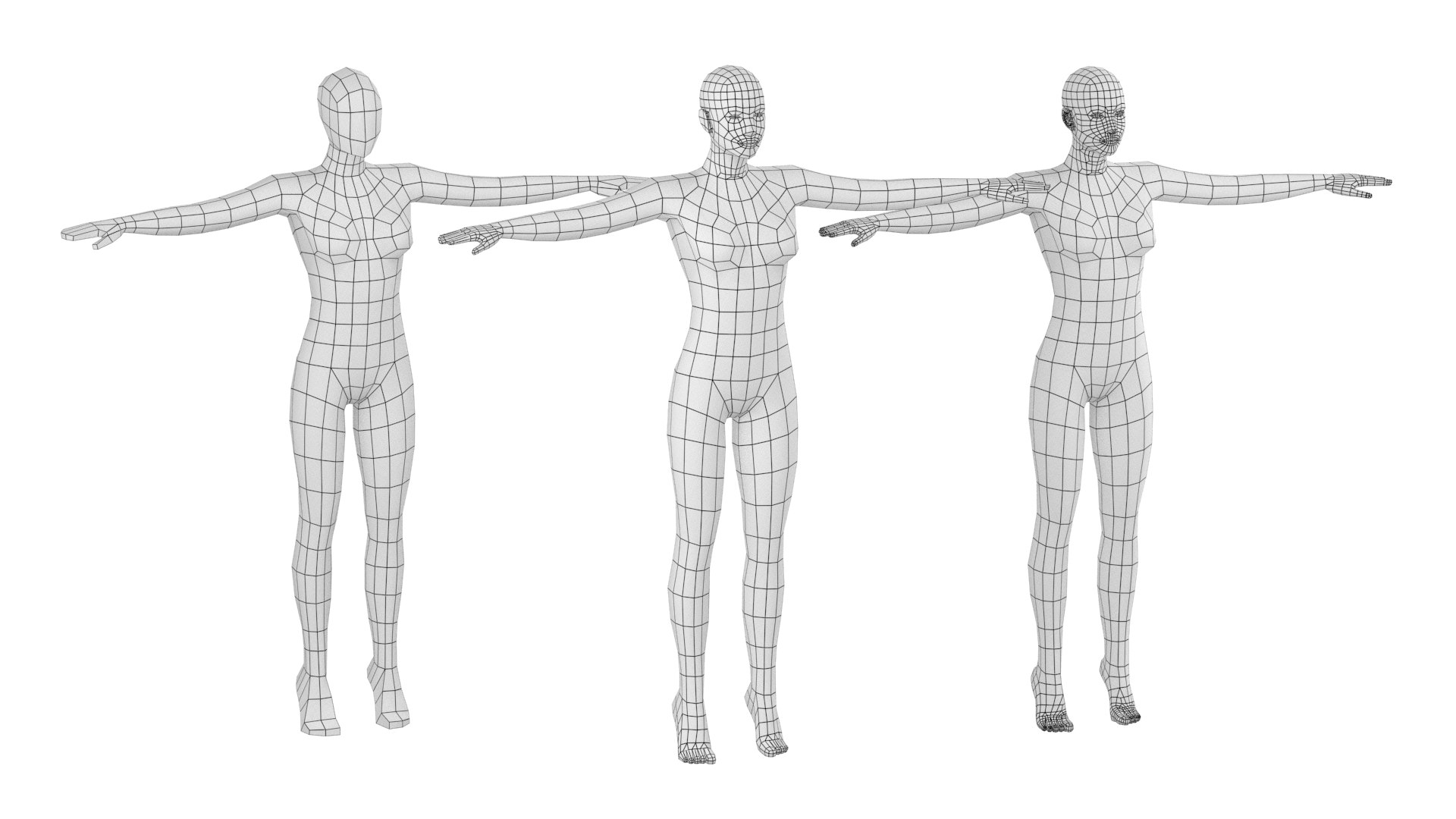 3D Model Natural Female On Toes In T-Pose Base Mesh - TurboSquid 2215935