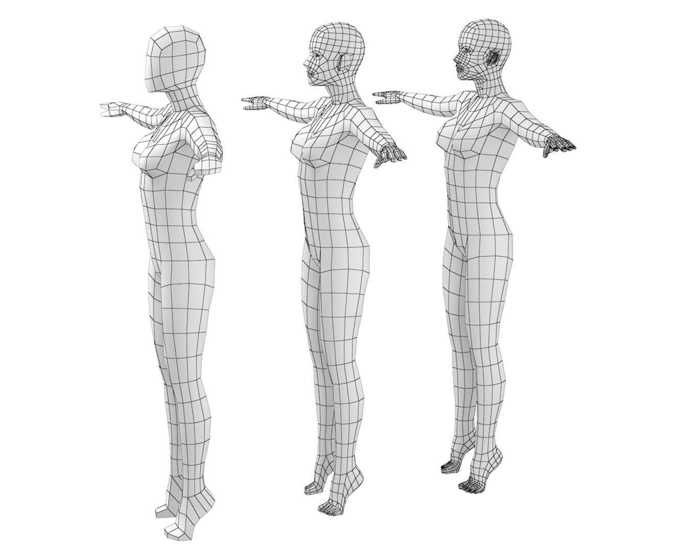 3D Model Natural Female On Toes In T-Pose Base Mesh - TurboSquid 2215935