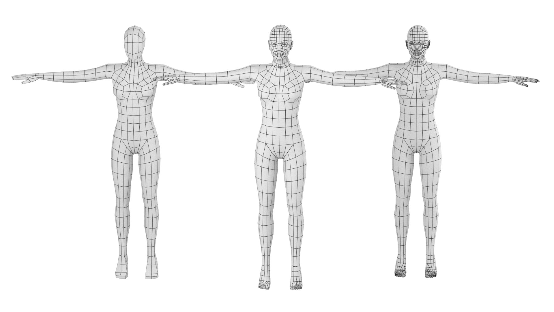3D Model Natural Female On Toes In T-Pose Base Mesh - TurboSquid 2215935