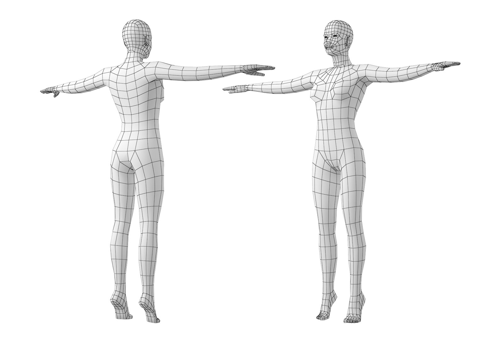 3D Model Natural Female On Toes In T-Pose Base Mesh - TurboSquid 2215935