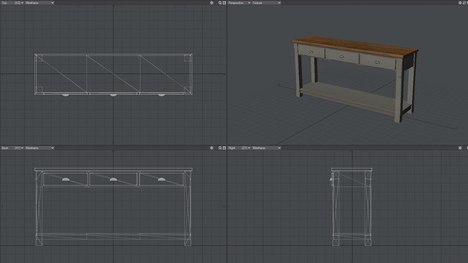 3D Butcher Block Sideboard Model - TurboSquid 1952668