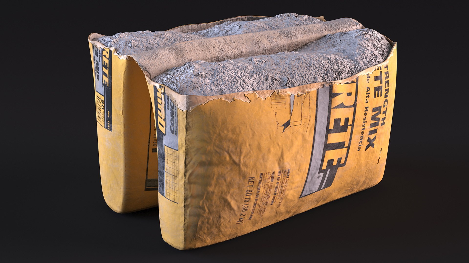 Open Bag Cement Quikrete 80 Lb Model - TurboSquid 2144107