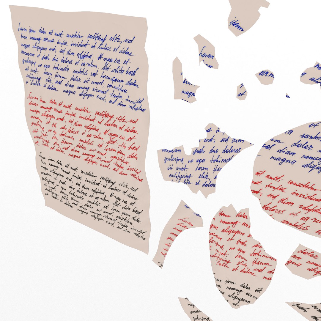 Torn Letter Pieces 3D Model - TurboSquid 2005238
