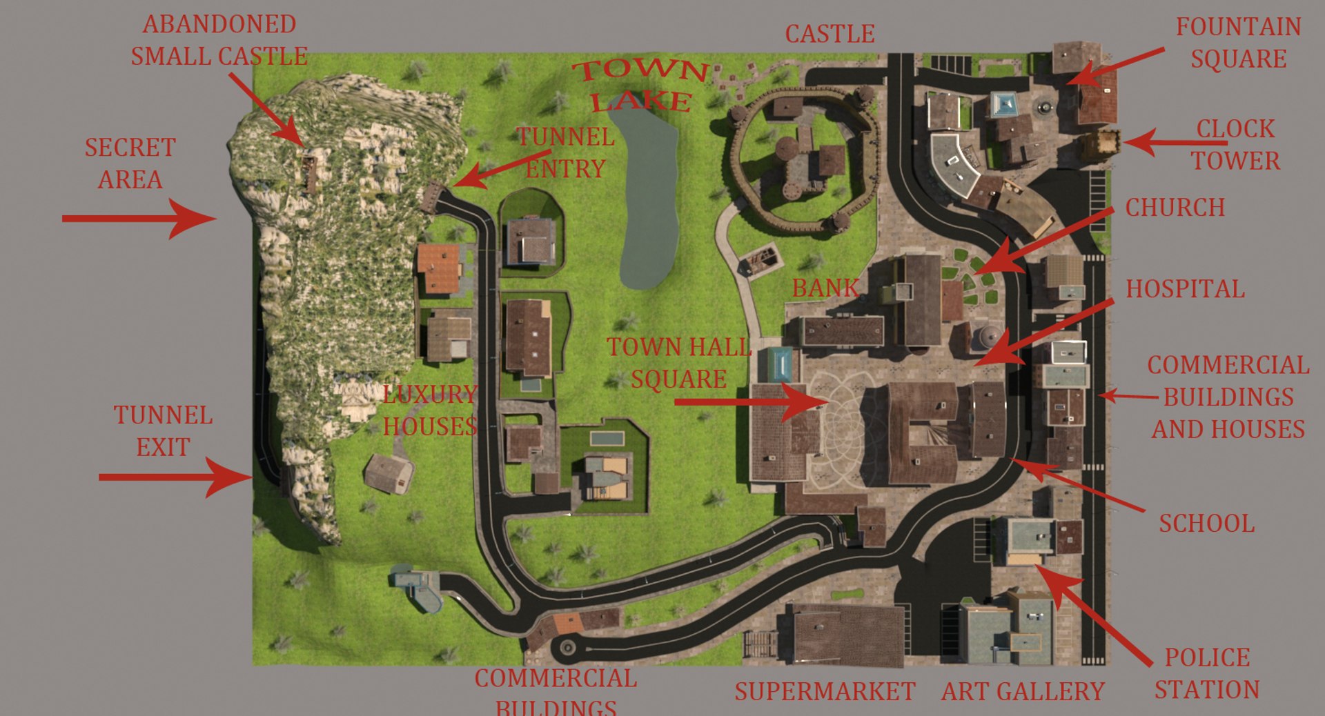 3D town scene model - TurboSquid 1182371