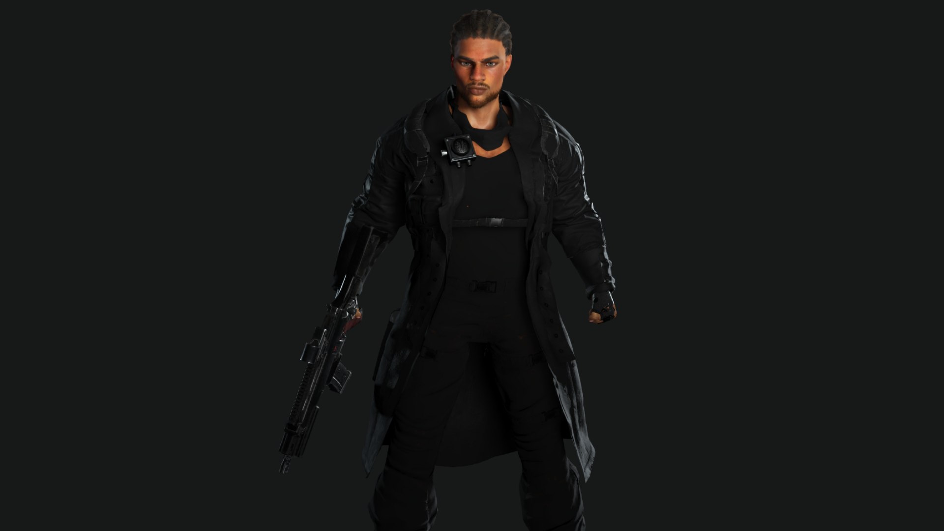 3D AAA 3D REALISTIC BRAIDED BLACK MAN CHARACTER-GUN SHOOTER SNIPER ...
