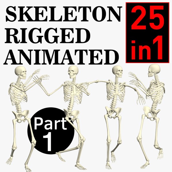 modelo 3d Juego de animaciones 3D Skeleton Rigged 1 - 25 en 1 ...