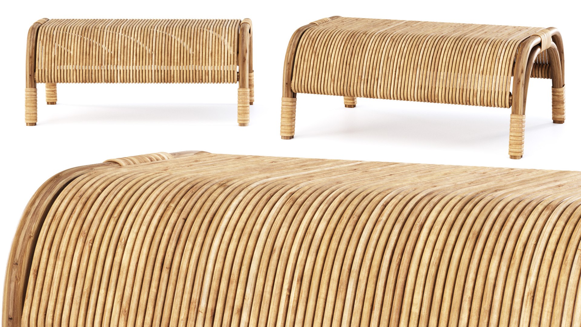 Elli Rattan ottoman by Bpoint 3D model - TurboSquid 2030854