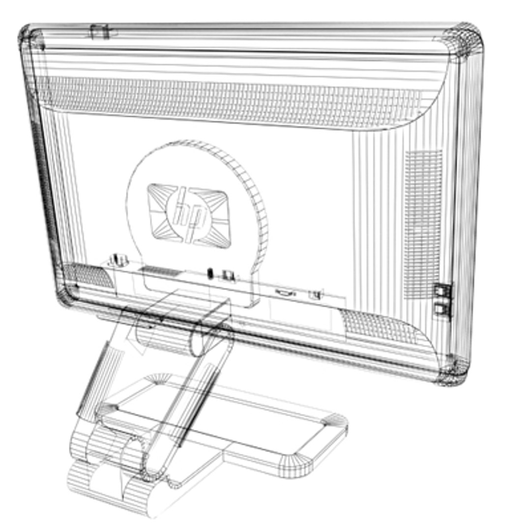 Hp W2207h Monitor Desktop 3d Model