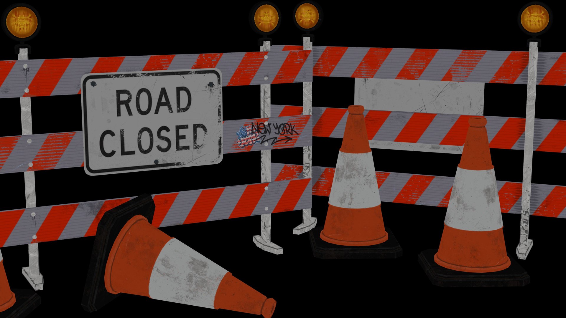 3D Model Traffic Barriers - PBR Game Ready Props - TurboSquid 2036561