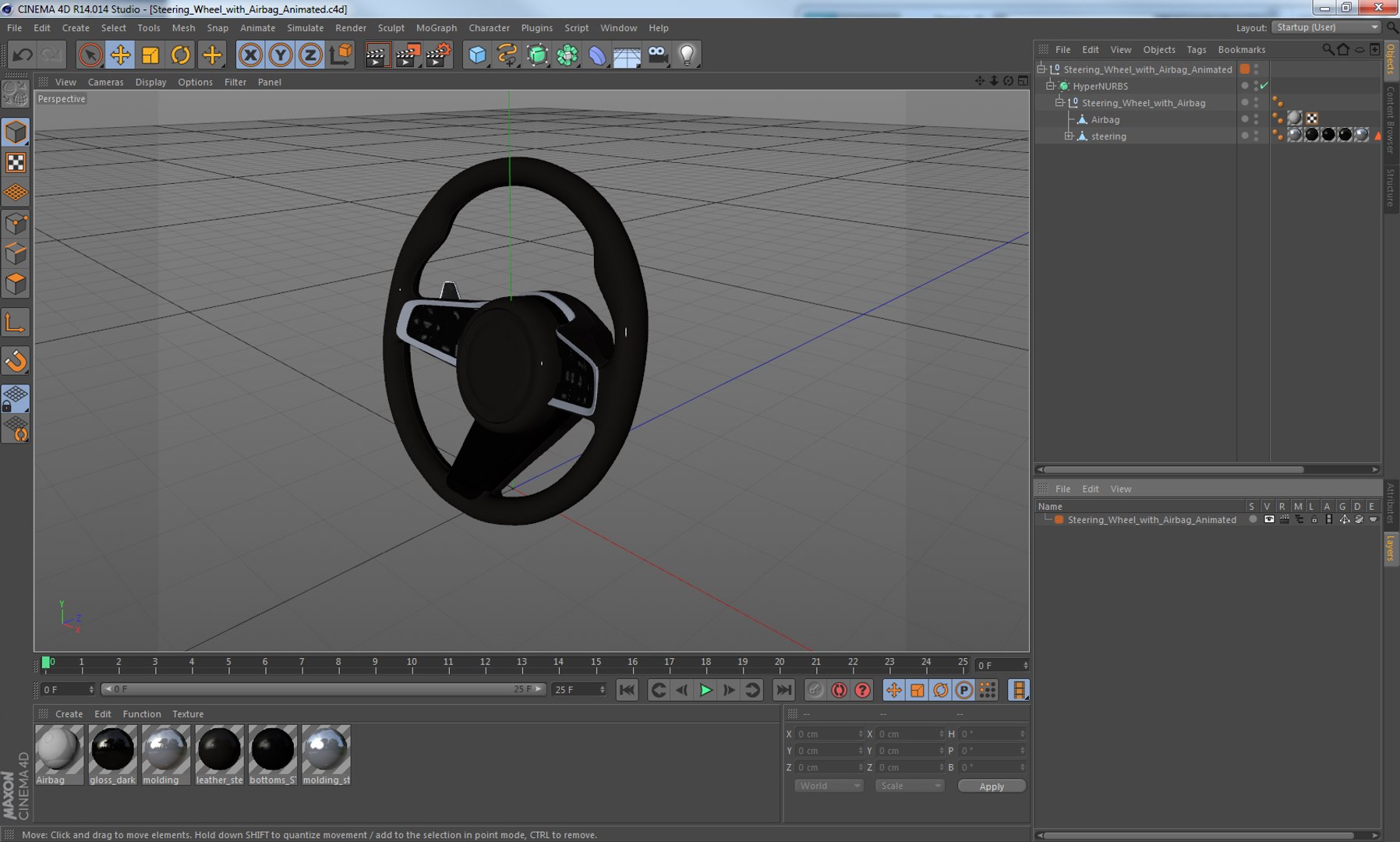 Steering wheel airbag animation 3D model - TurboSquid 1263377