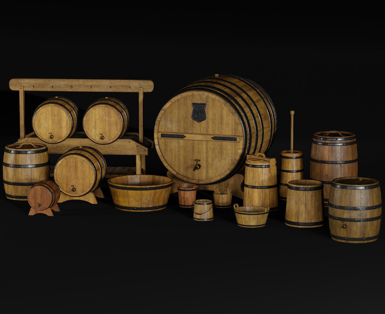 3D Low Poly Medieval Wooden Barrel Pack Model - TurboSquid 2007698
