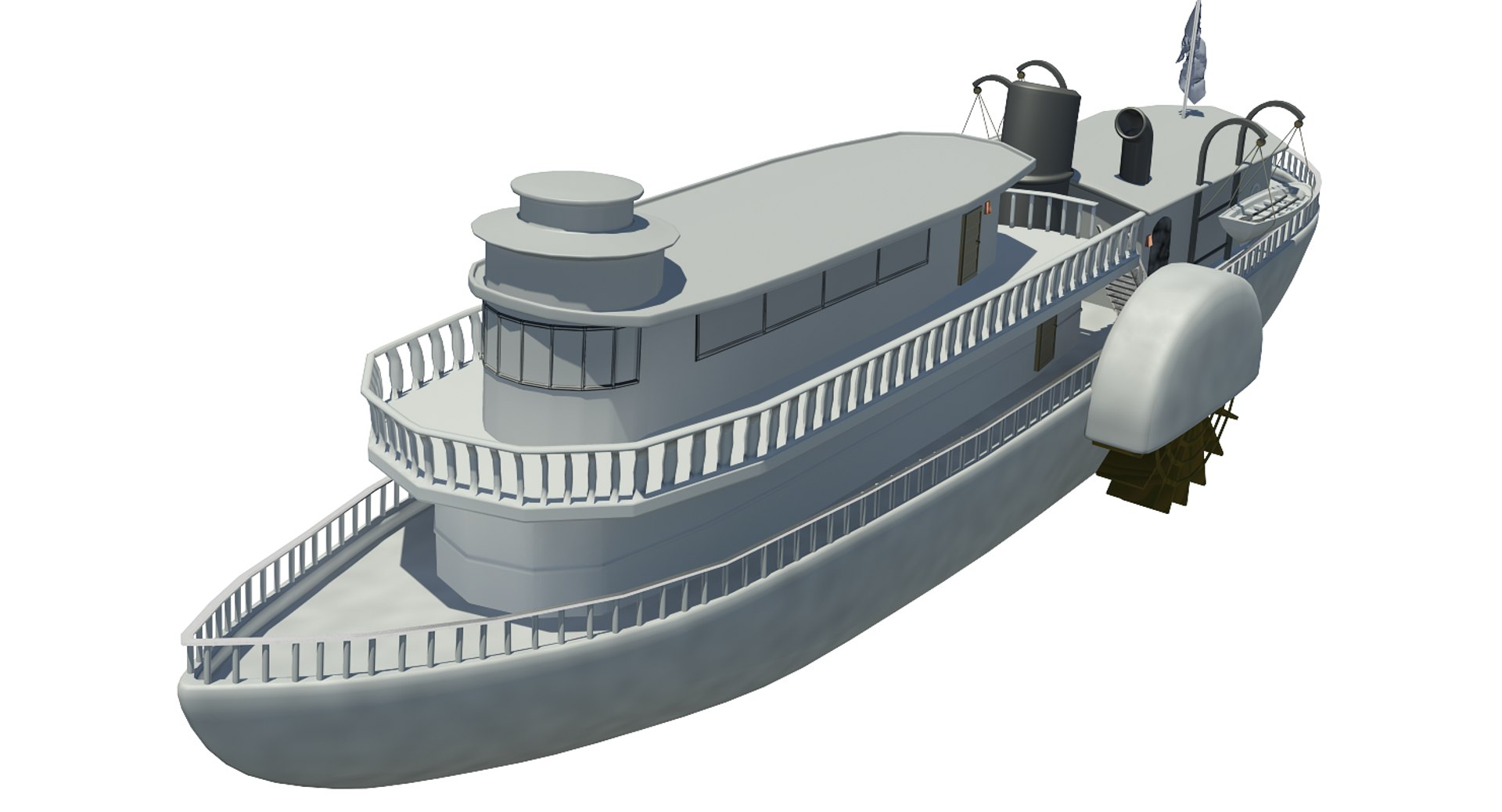 paddlewheel ship 3d model