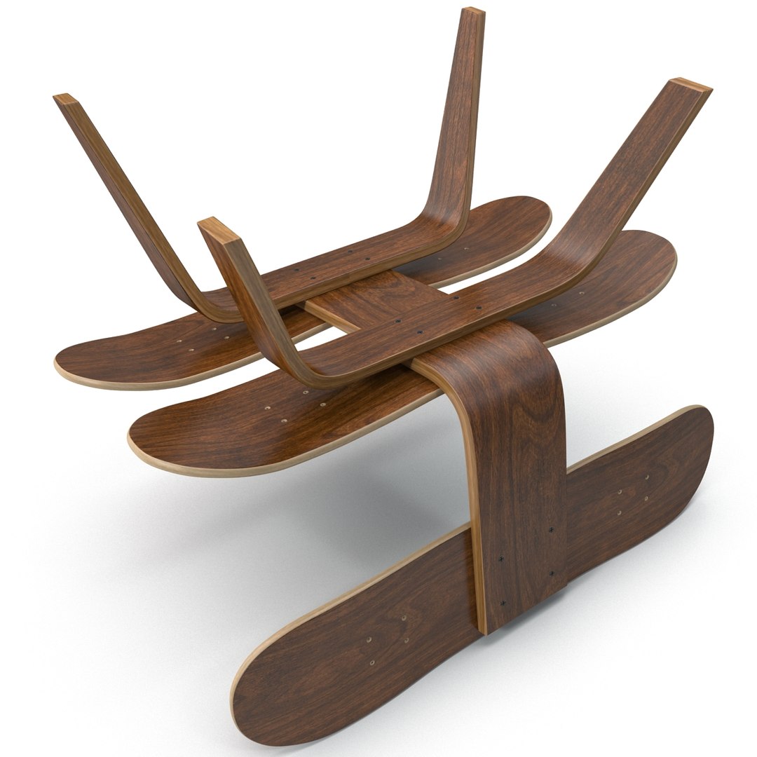 3d Model Of Recycled Skateboard Chair Design