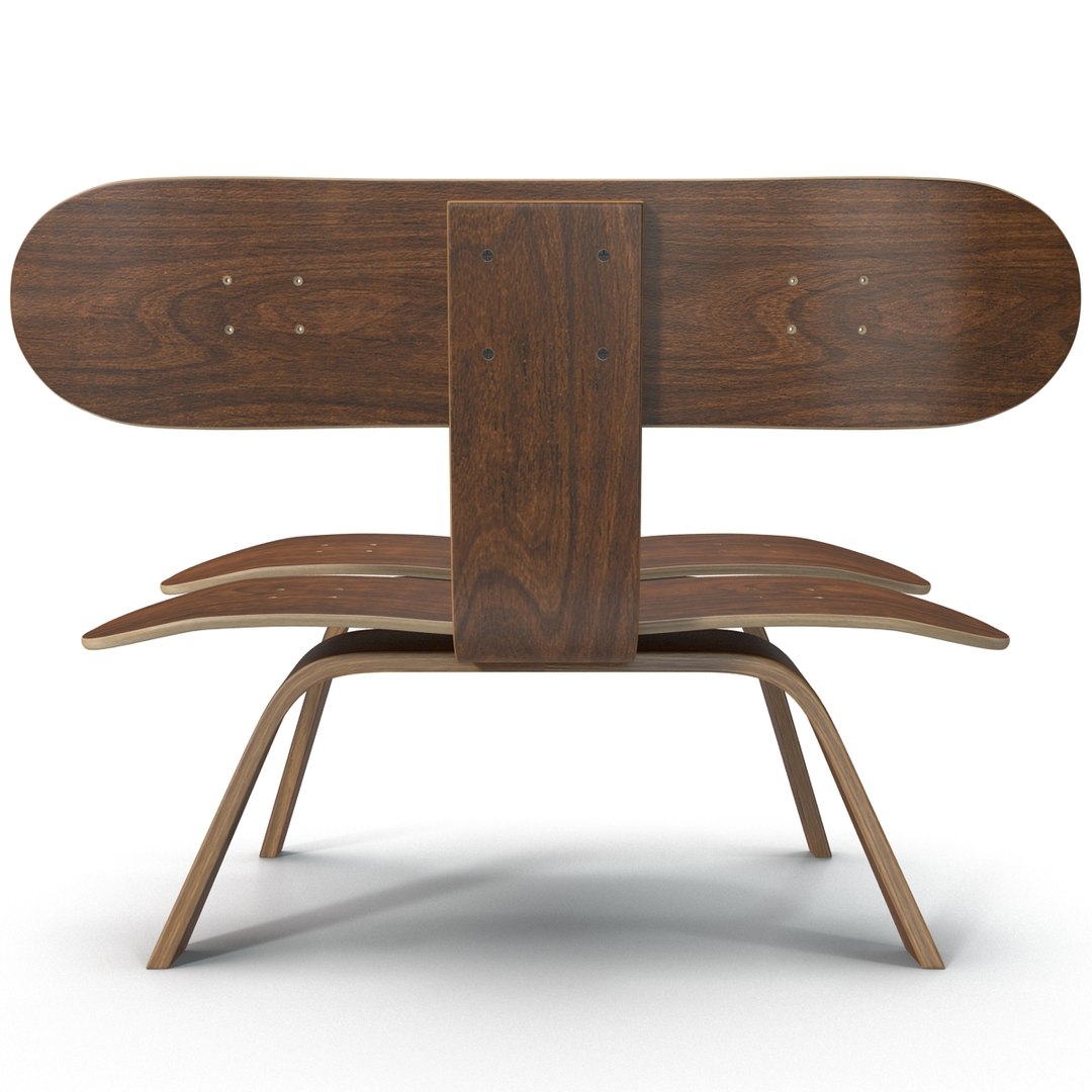 3d Model Of Recycled Skateboard Chair Design