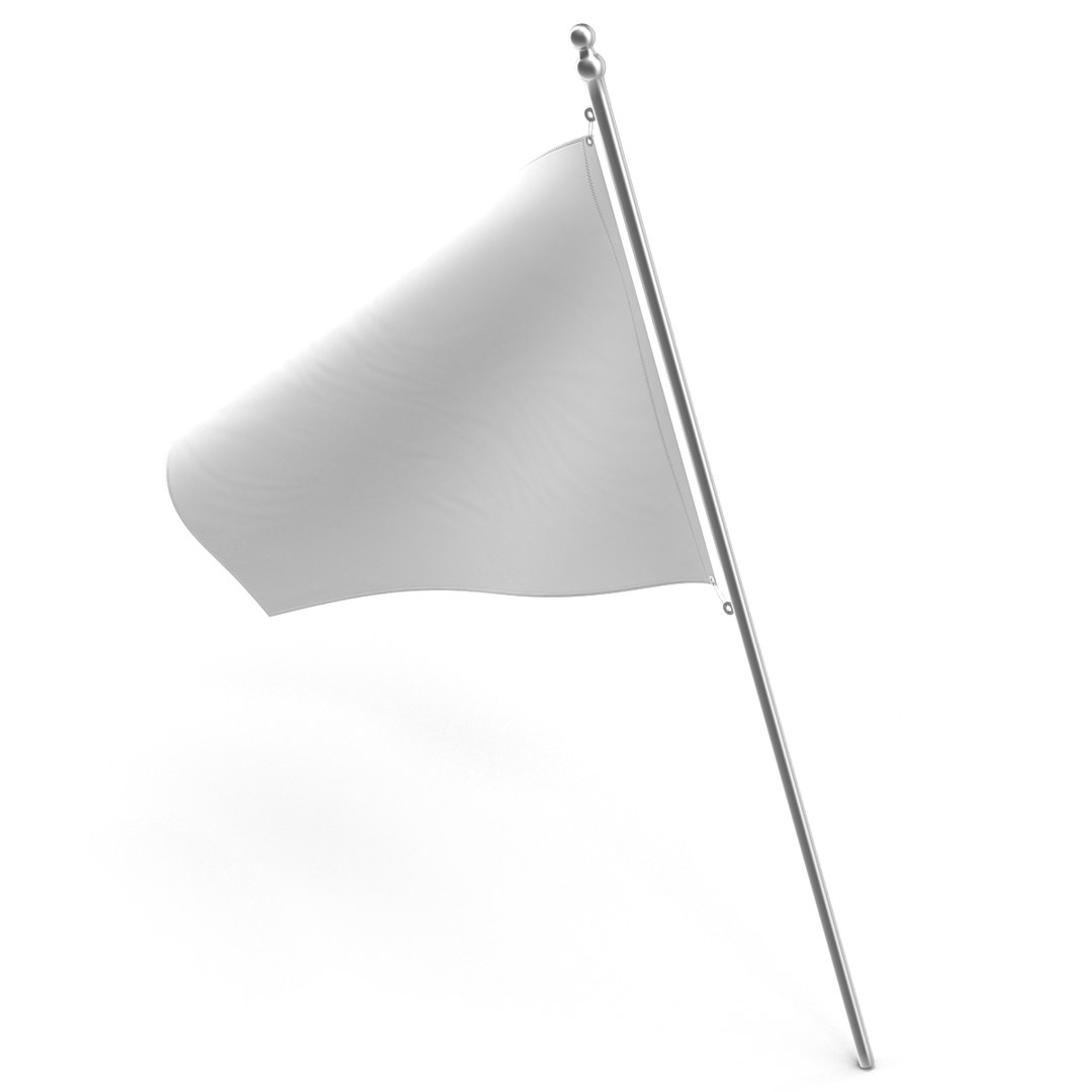 3d Obj White Flag Modeled