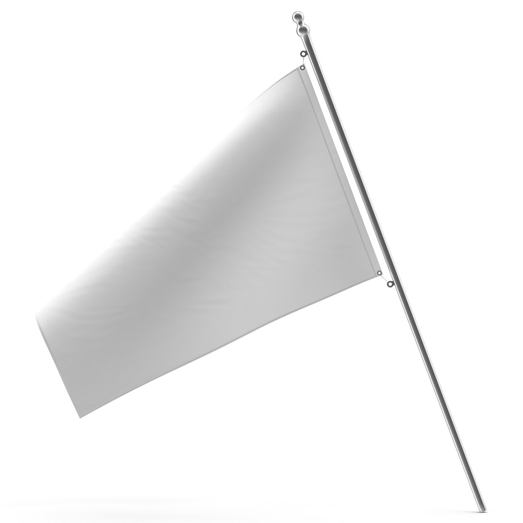 3d Obj White Flag Modeled
