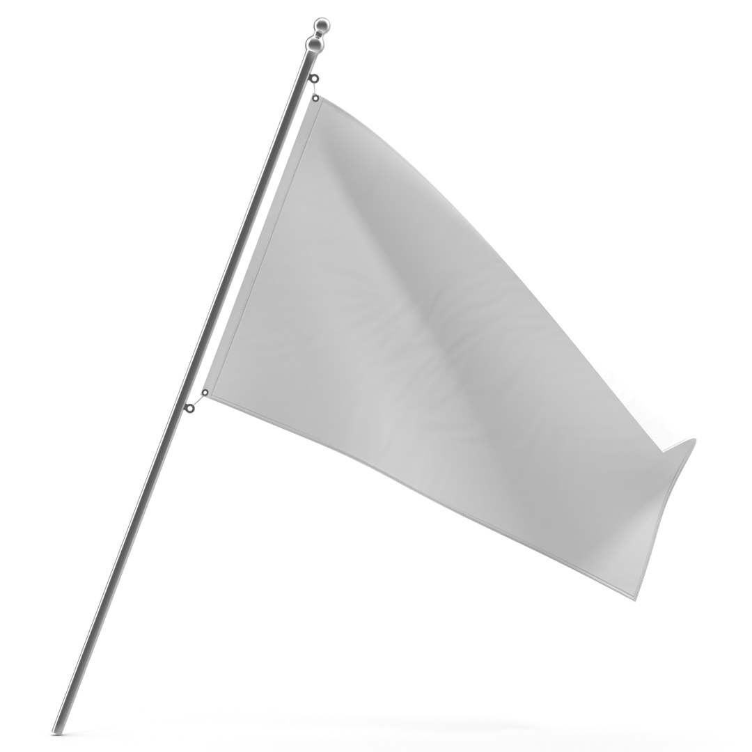 3d Obj White Flag Modeled