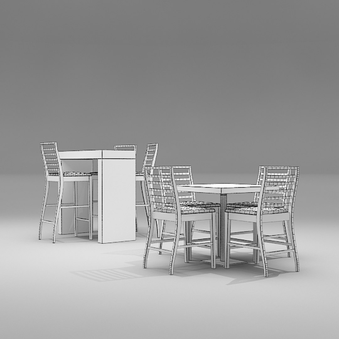 3d Cafe Bar Chair Table