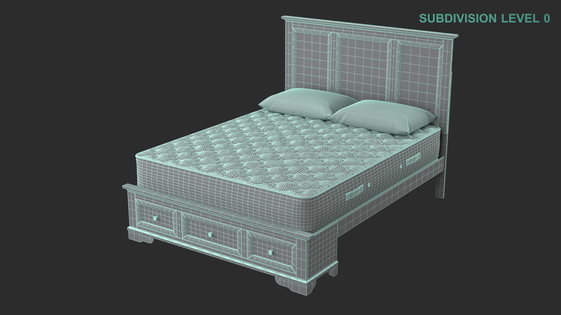 Queen Size Bed 3D Model - TurboSquid 2046588