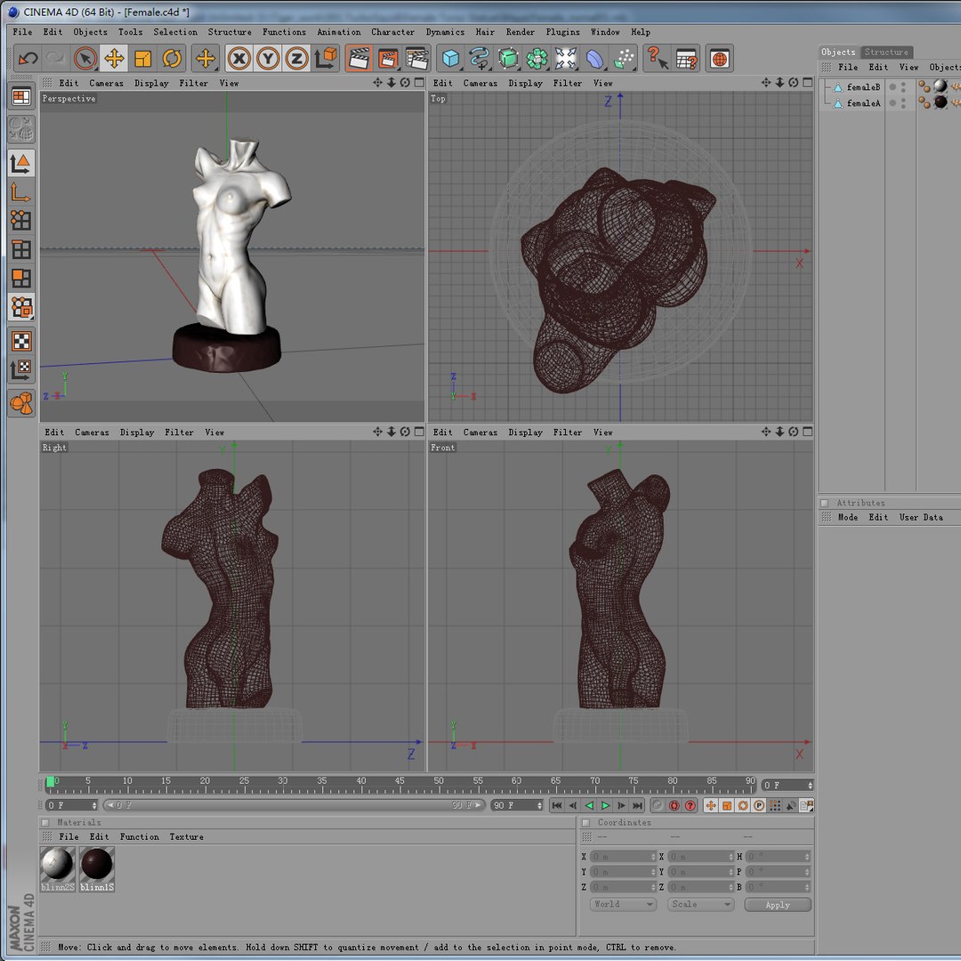 Female Torso Statue 3d Model