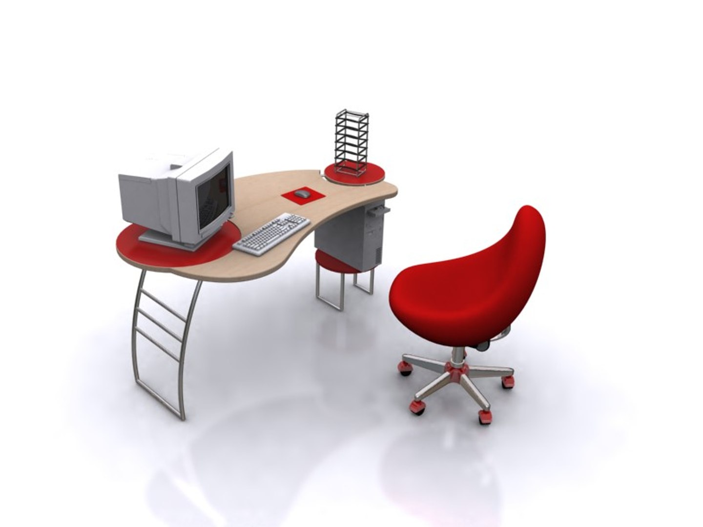 Computer Table Chair 3d 3ds