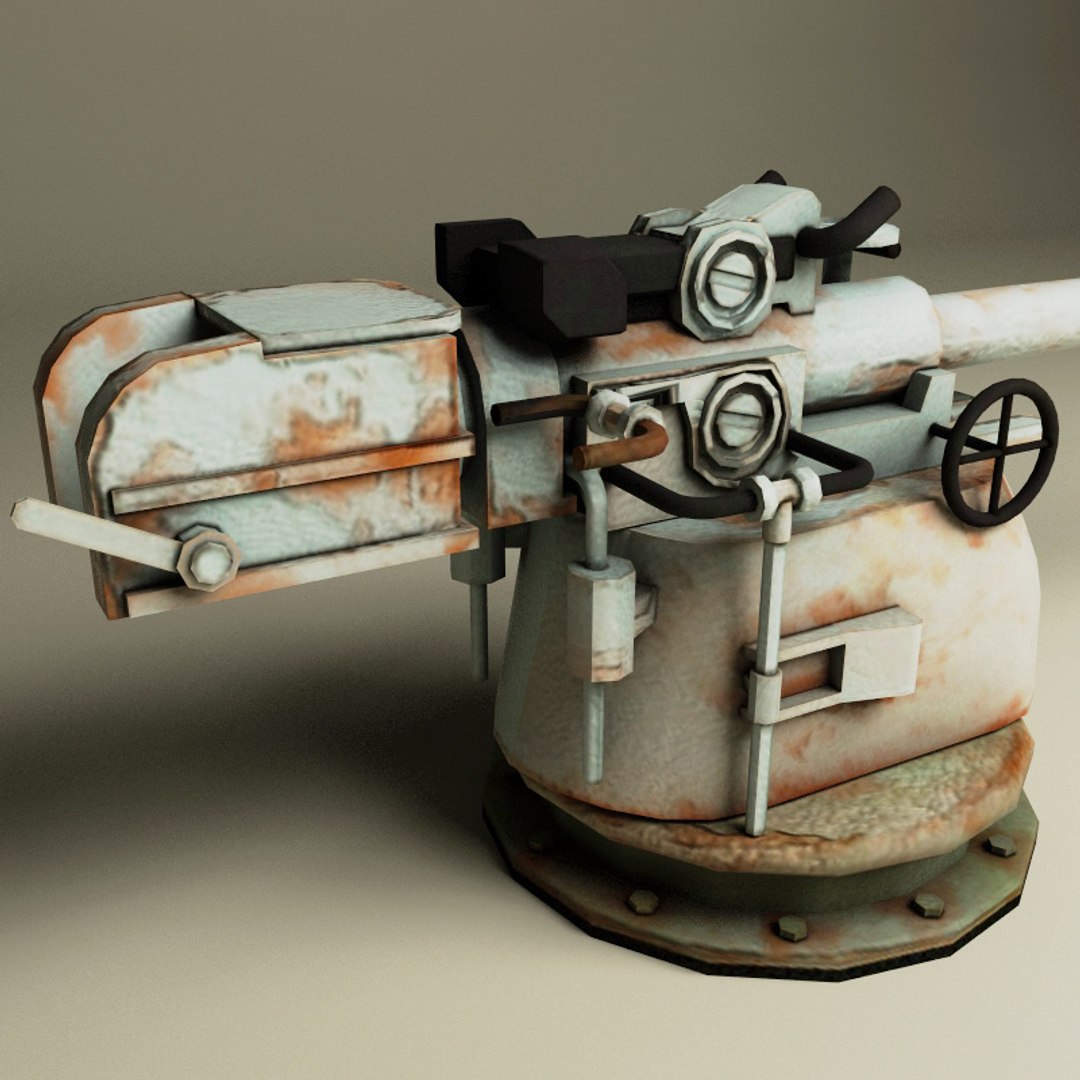 88mm Deck Gun 3d Model