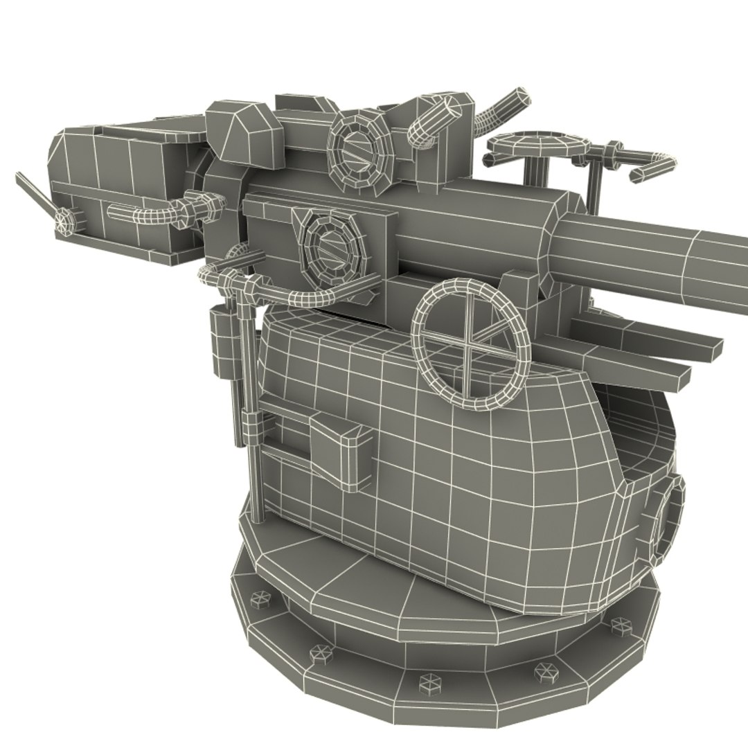 88mm Deck Gun 3d Model
